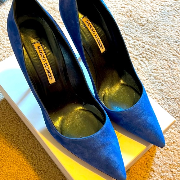 Manolo Blahnik | Shoes | Blue Suede Manolos | Poshmark